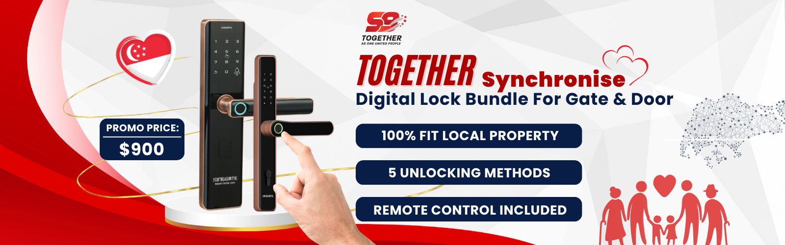 SINGGATE Singapore Local Digital Lock designed for HDB BTO & CONDO ...